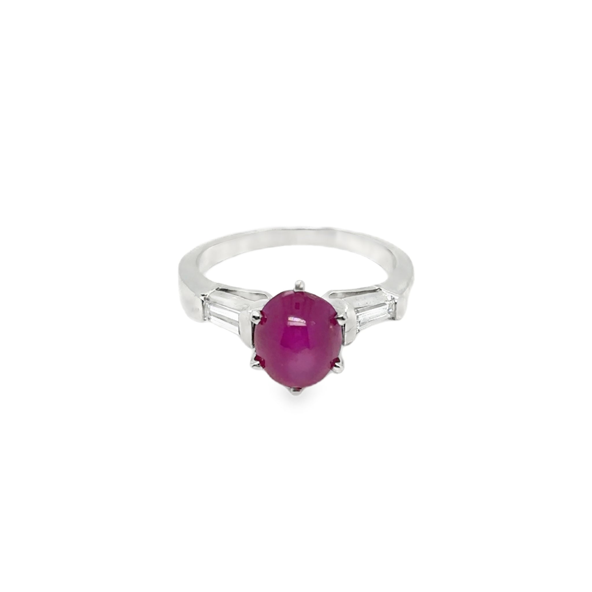 14KW Gold Star Ruby Ring w/ Tapered Baguettes – RockShop