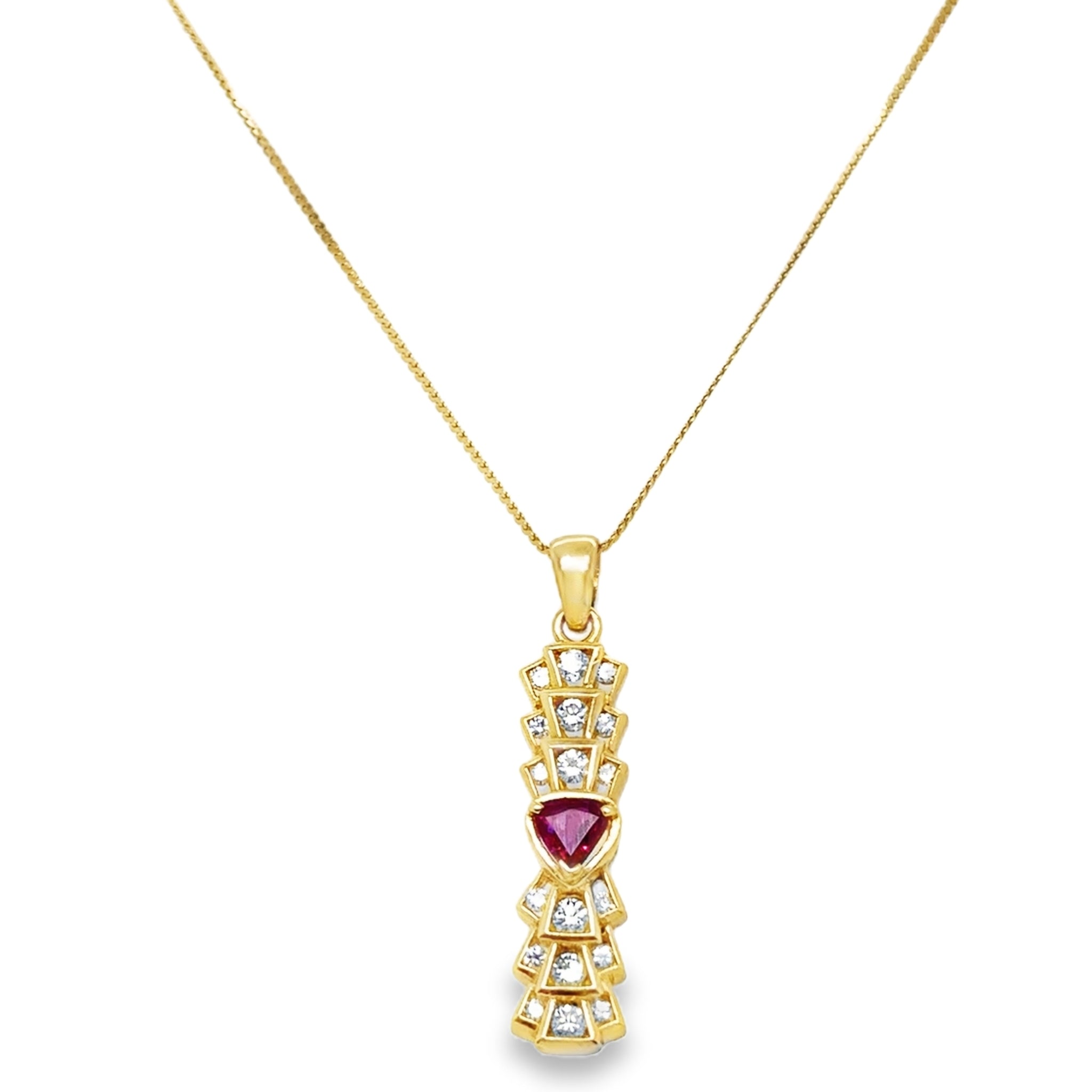 18KY Thai Ruby & Diamond Pendant on Chain – RockShop